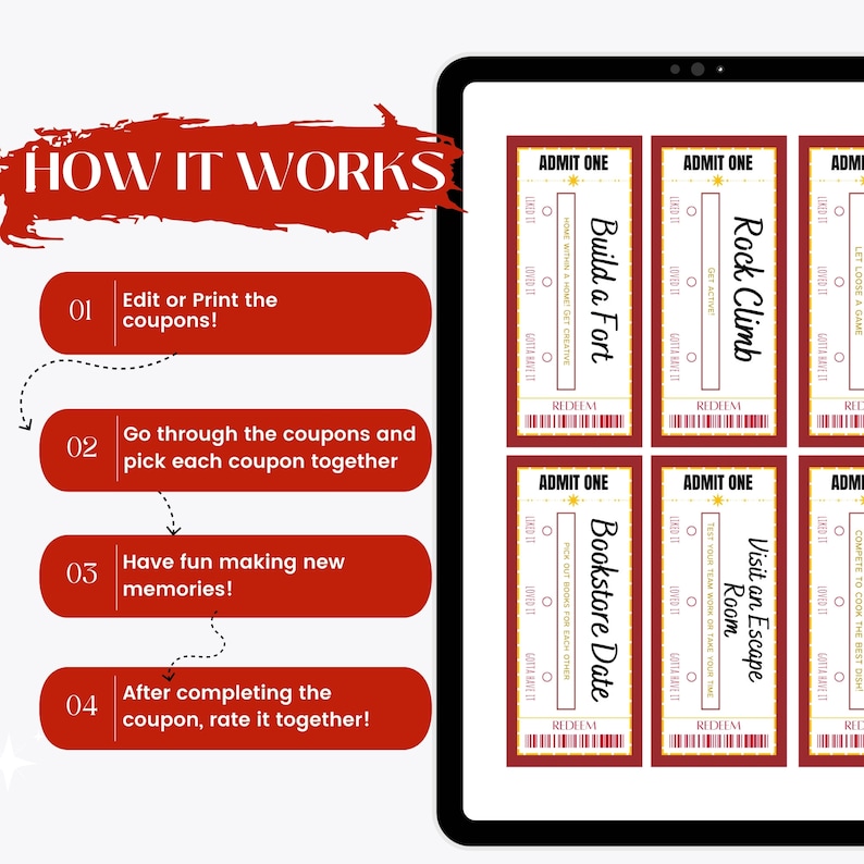 Editable Printable Love Coupons Book Template -anniversary or Valentine ...