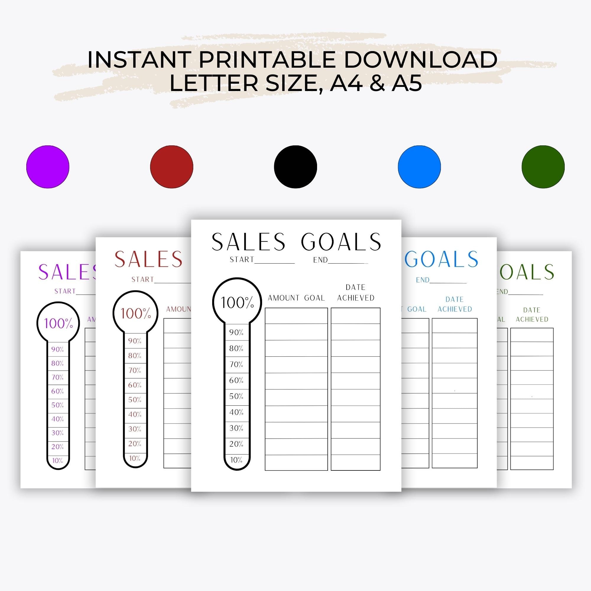 Printable Sales Goal Tracker, Simple Finance Thermometer Chart Tracker ...