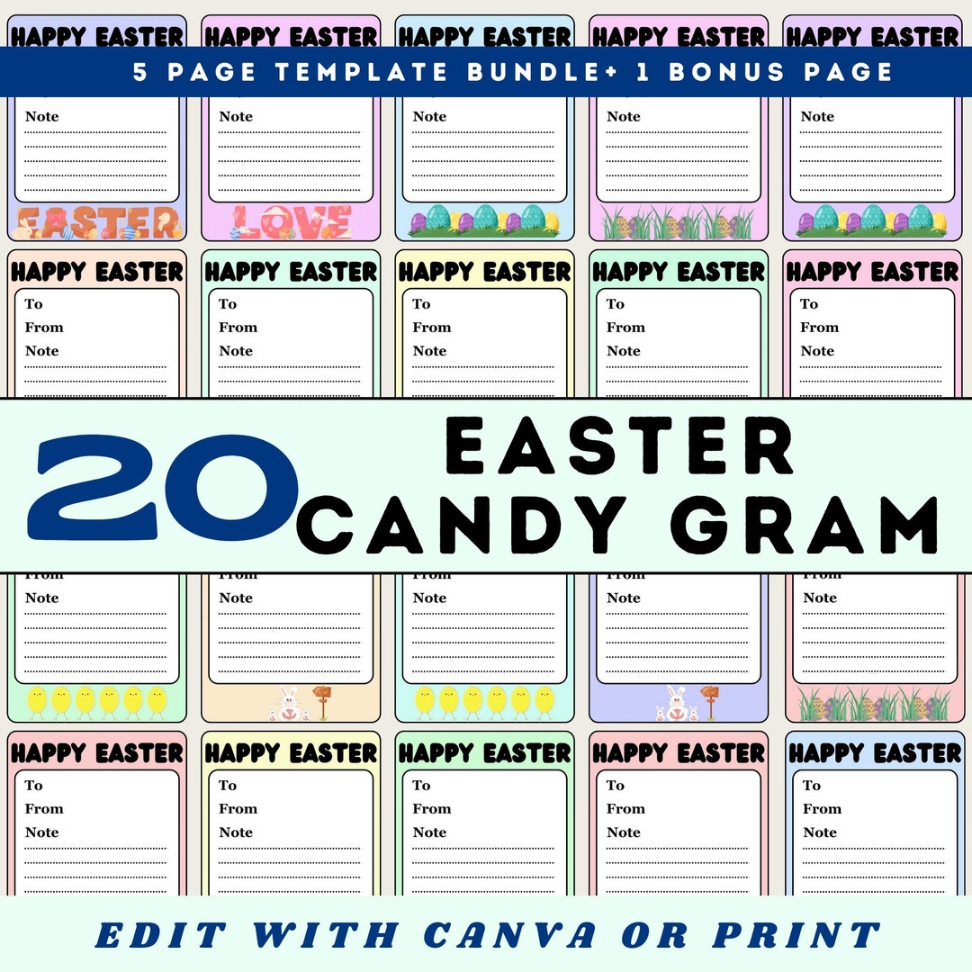 Editable Easter Candy Gram Flyer Template, Easter Bunny Candy Grams ...