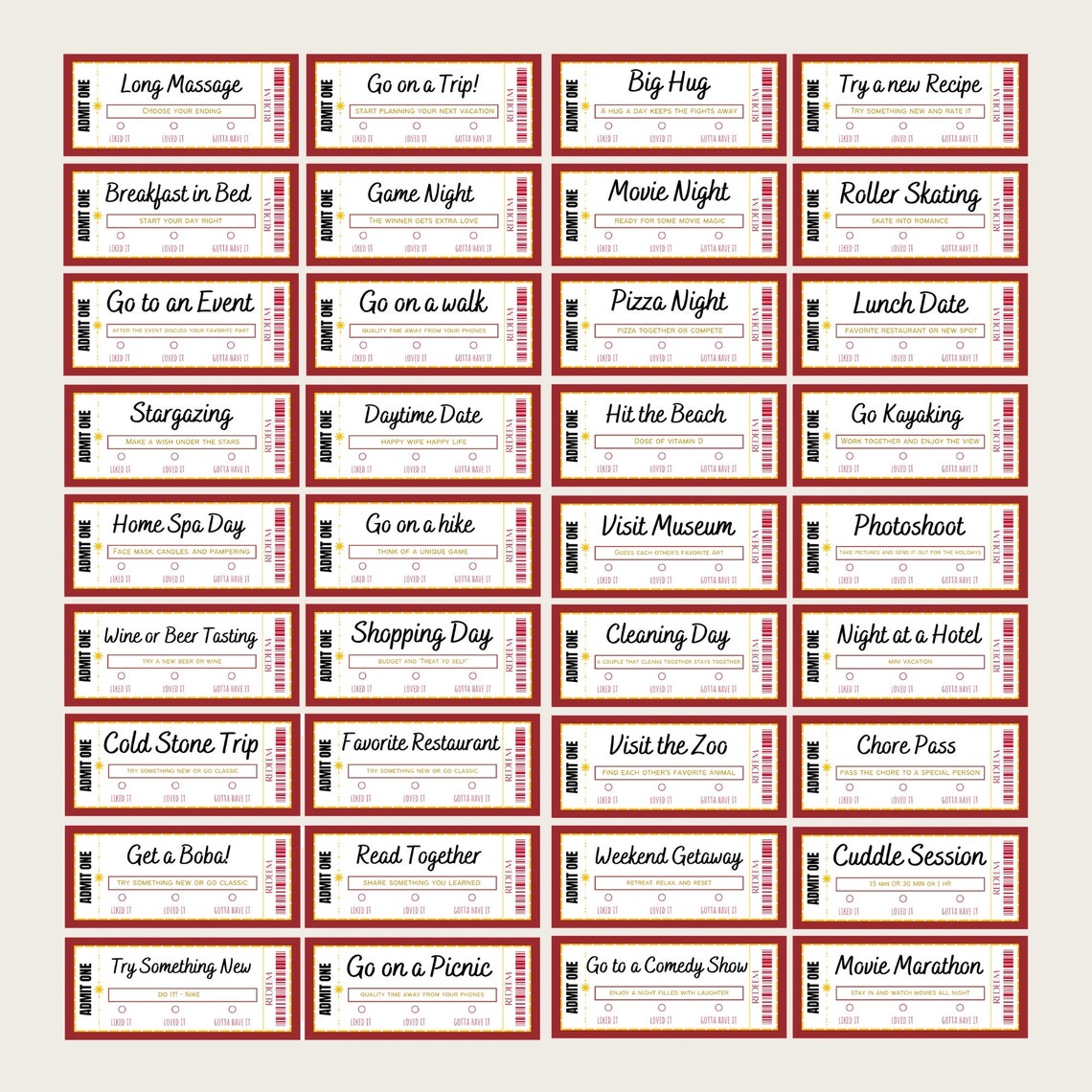 Editable Printable Love Coupons Book Template -anniversary or Valentine ...