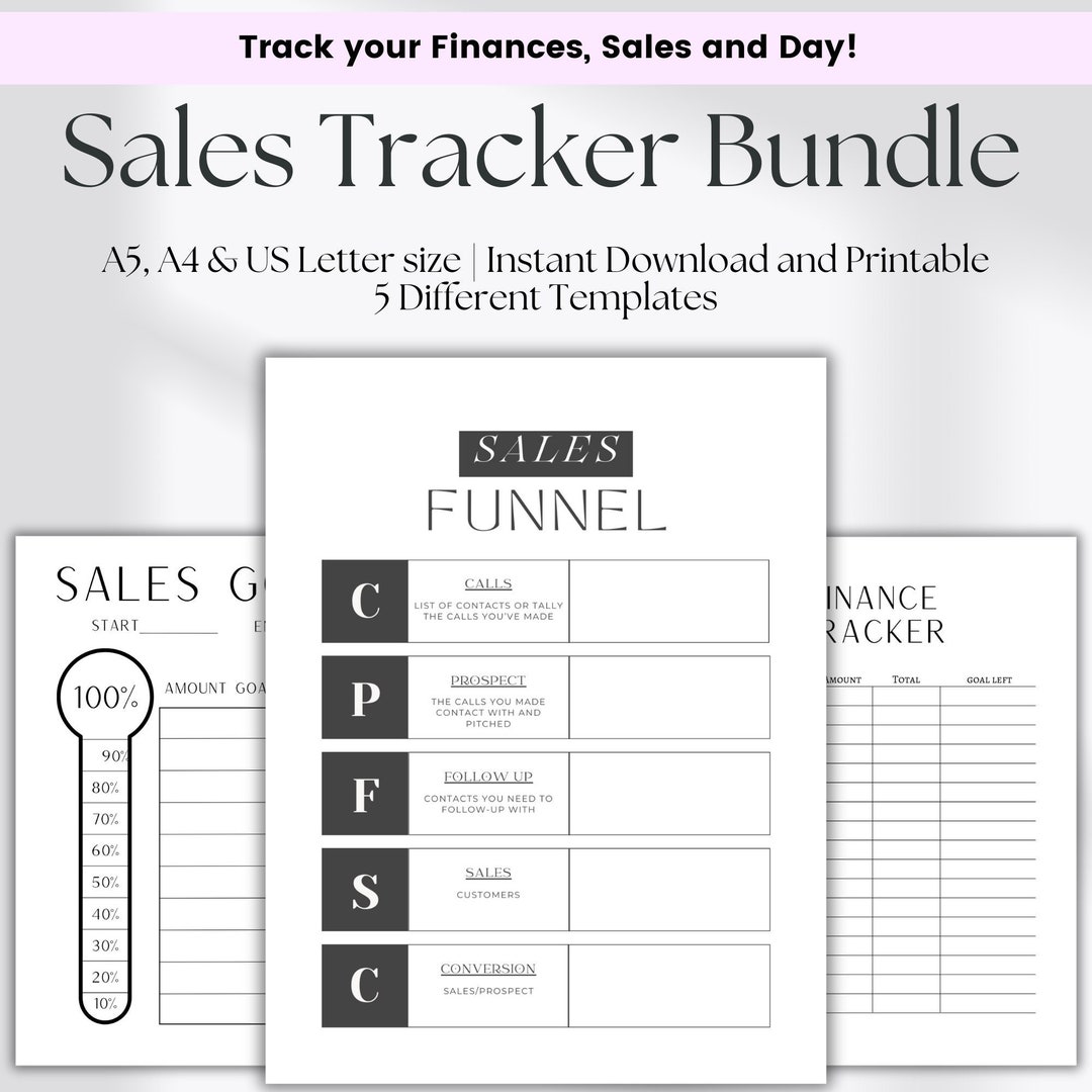 Sales Tracker Bundle, Editable Finance Daily Planner Bundle, Digital ...