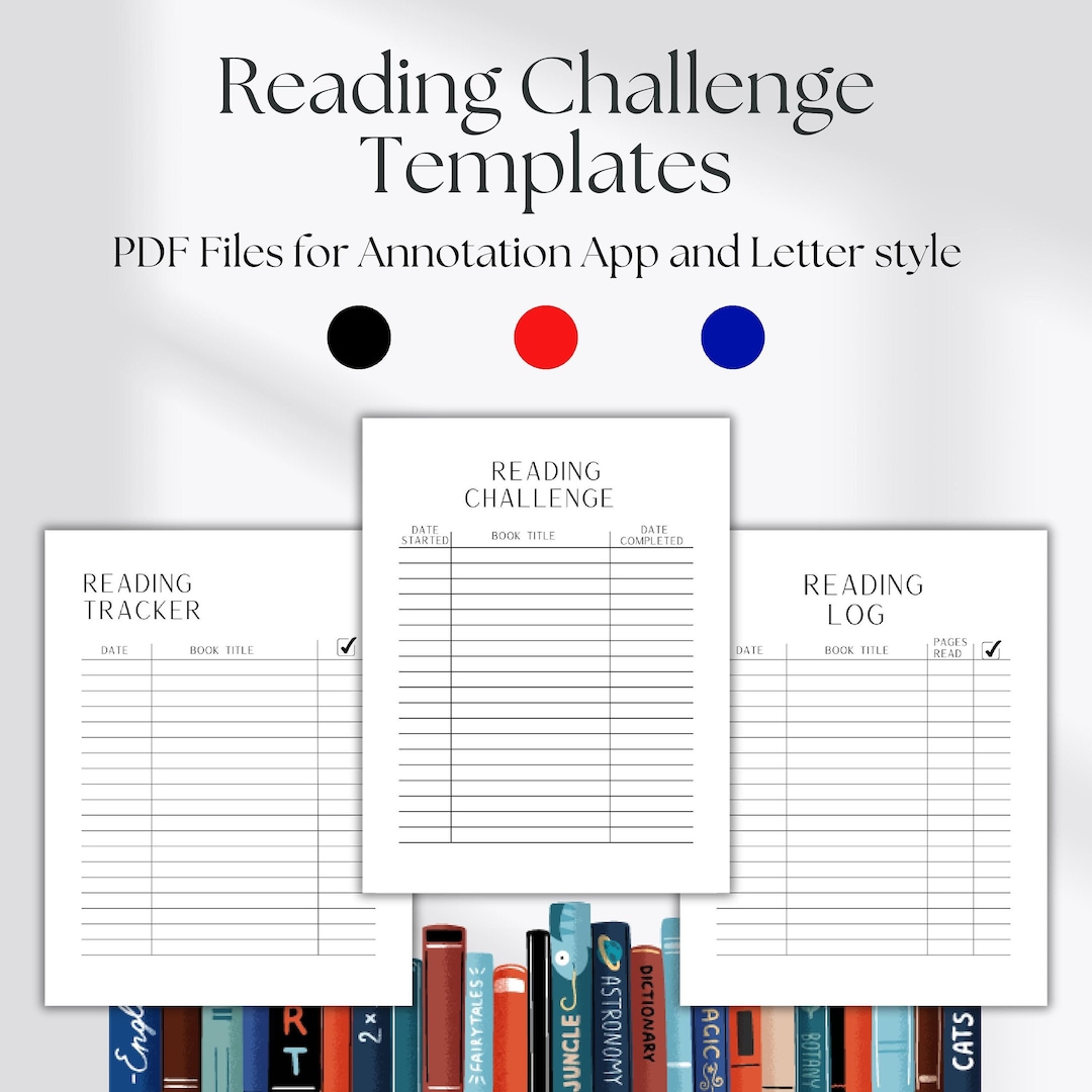 Book Reading Challenge Printable Template, Book Reading Goal Tracker, Books to Read List, Book ...