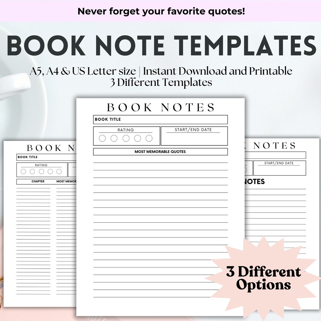 Book Review Notes Template, Book Tracker Review, Reading Lover Gift ...