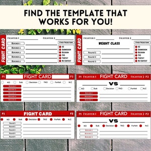 Editable Fight Prediction Card Templates, Sports Game Activity With ...