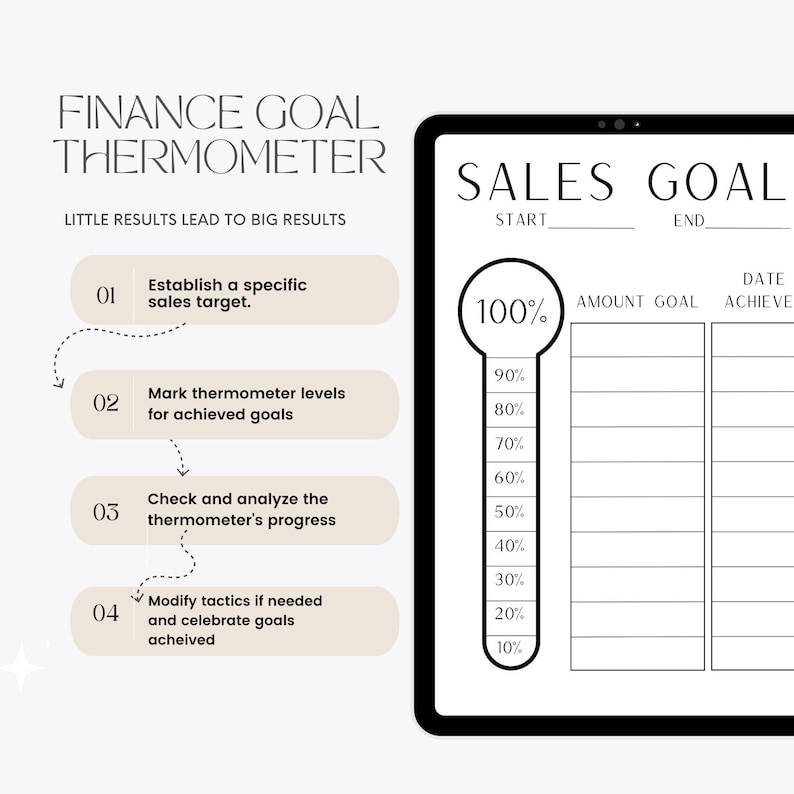 Printable Sales Goal Tracker, Simple Finance Thermometer Chart Tracker ...