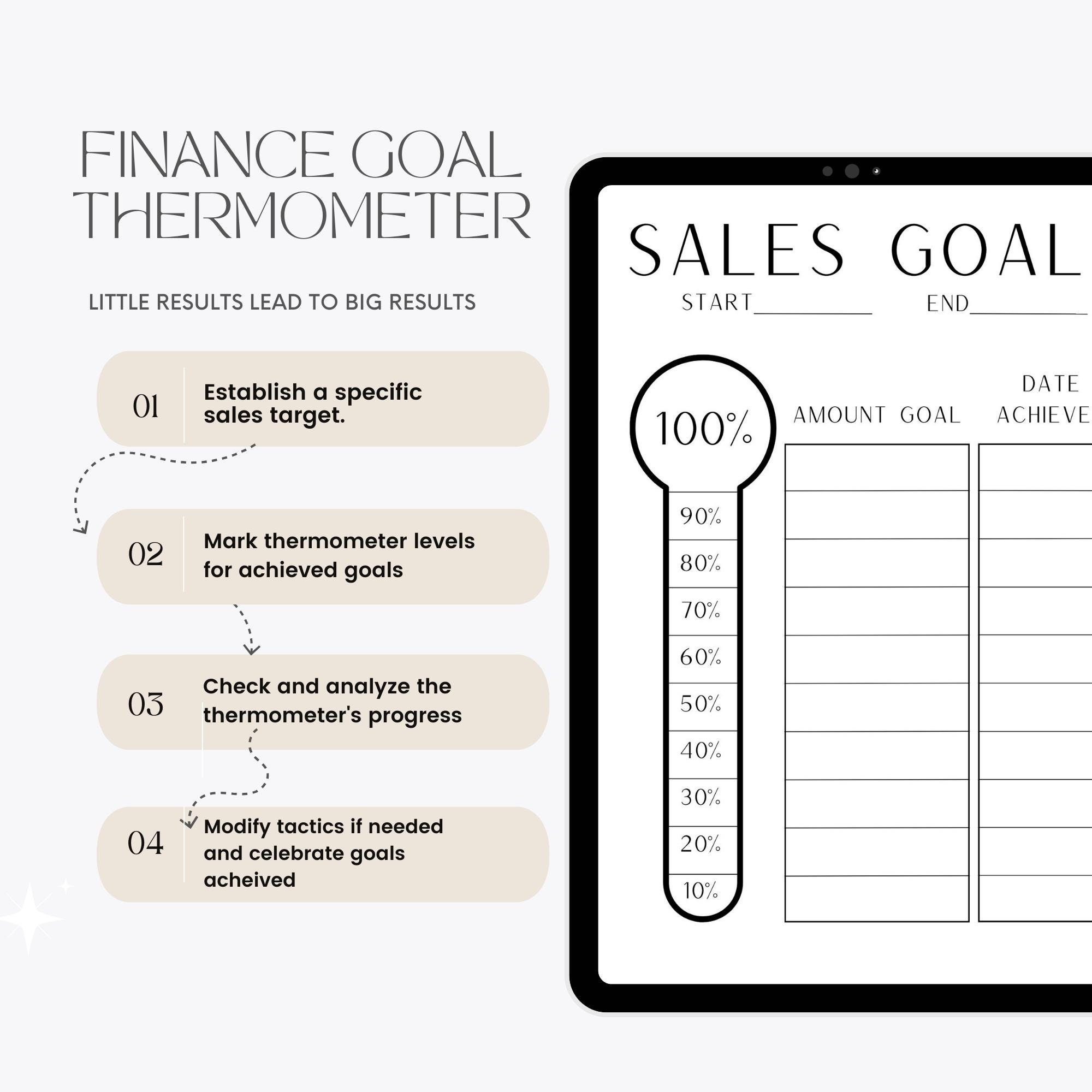 Printable Sales Goal Tracker, Simple Finance Thermometer Chart Tracker ...
