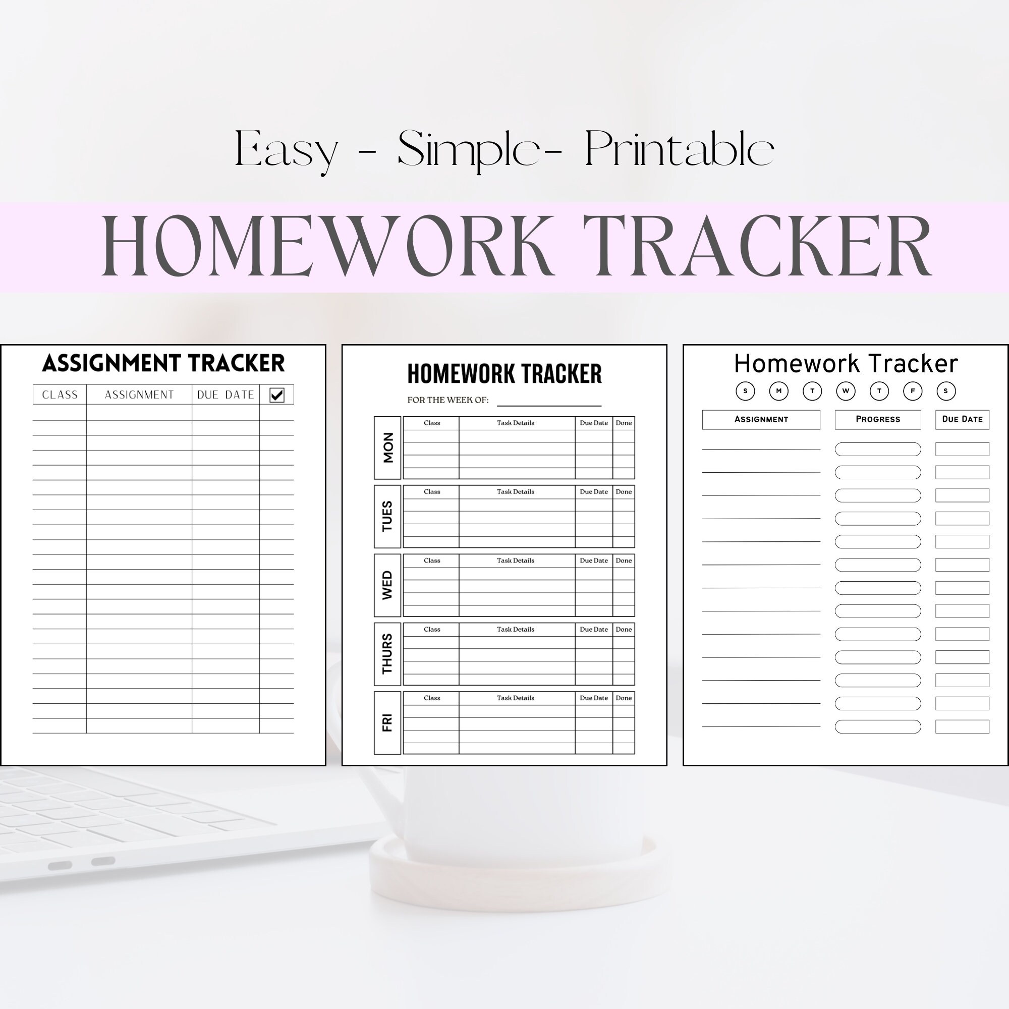 Homework Schedule Tracker Printable | Assignment Tracker | Homework ...