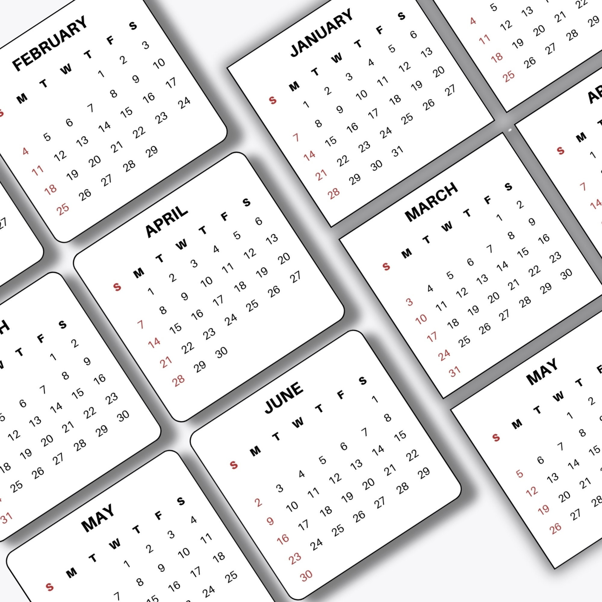 2024 Mini Calendars | Monthly Planner | Minimalist Calendar | 3.5 X3.4 ...