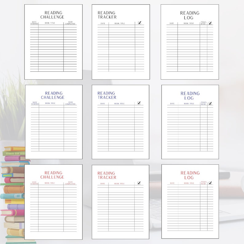 Book Reading Challenge Printable Template, Book Reading Goal Tracker ...