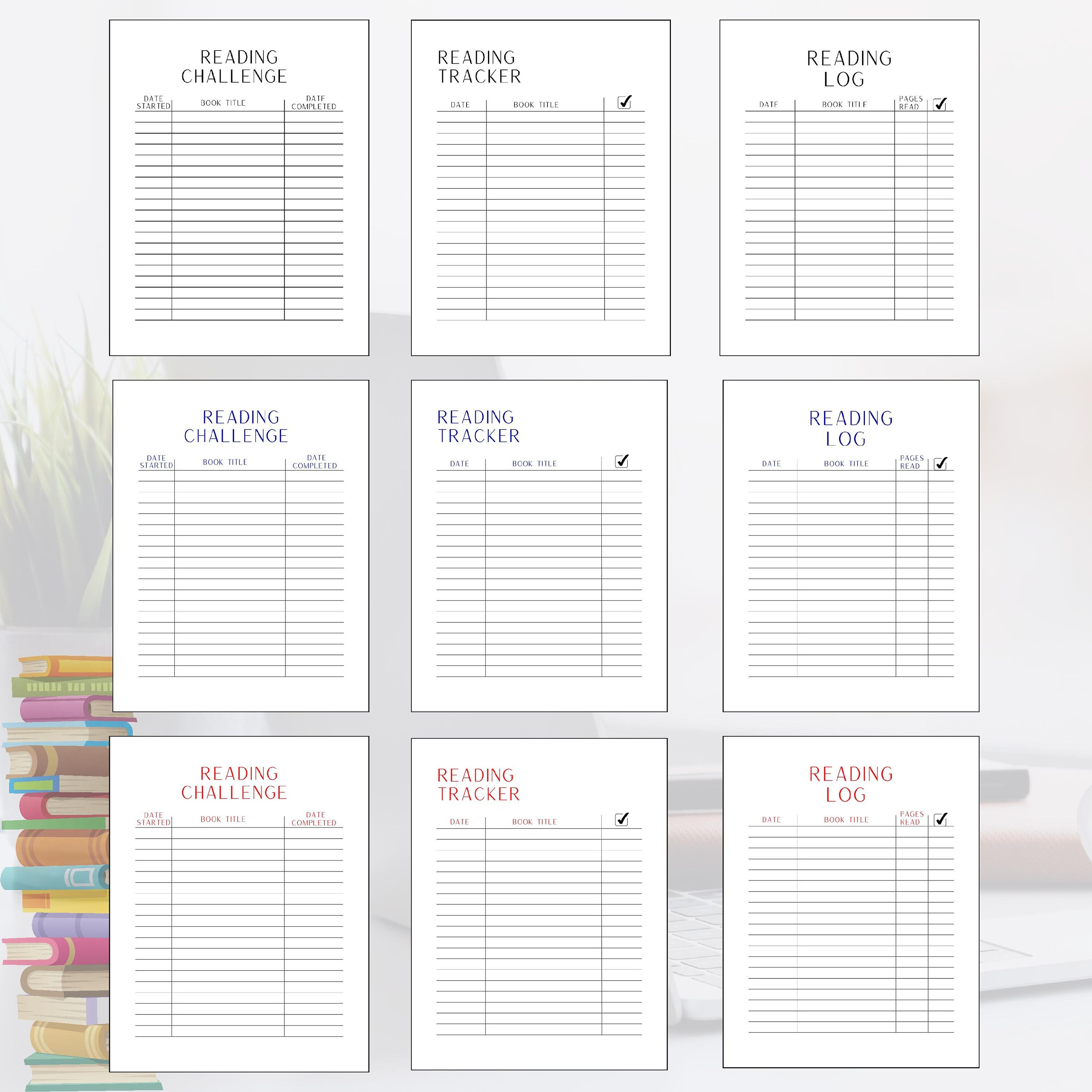 Book Reading Challenge Printable Template, Book Reading Goal Tracker ...