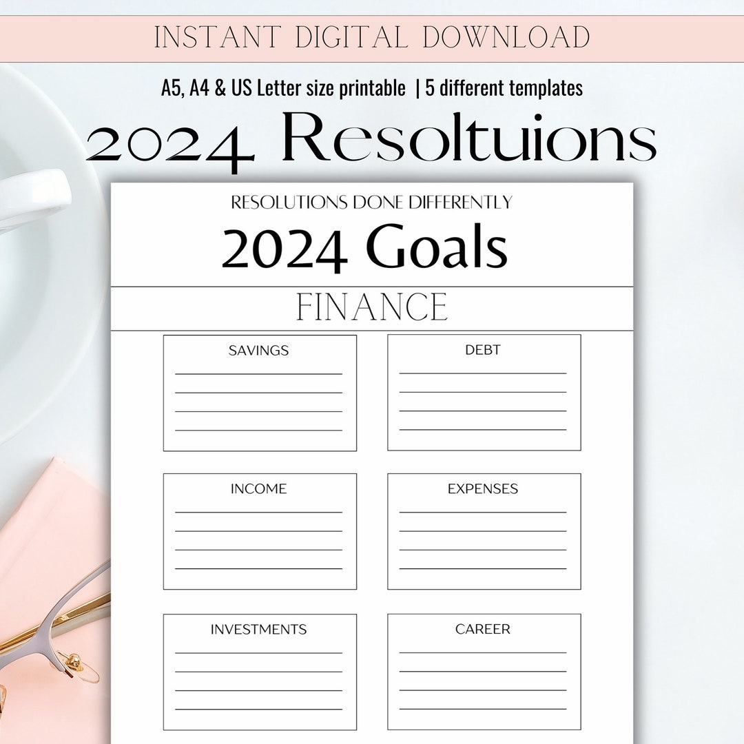 Printable 2024 Specific Goal Setting Templates, New Year's Resolutions ...