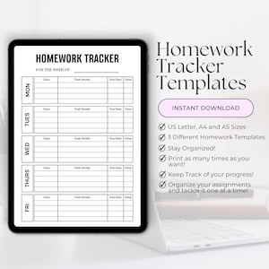 Homework Schedule Tracker Printable | Assignment Tracker | Homework ...