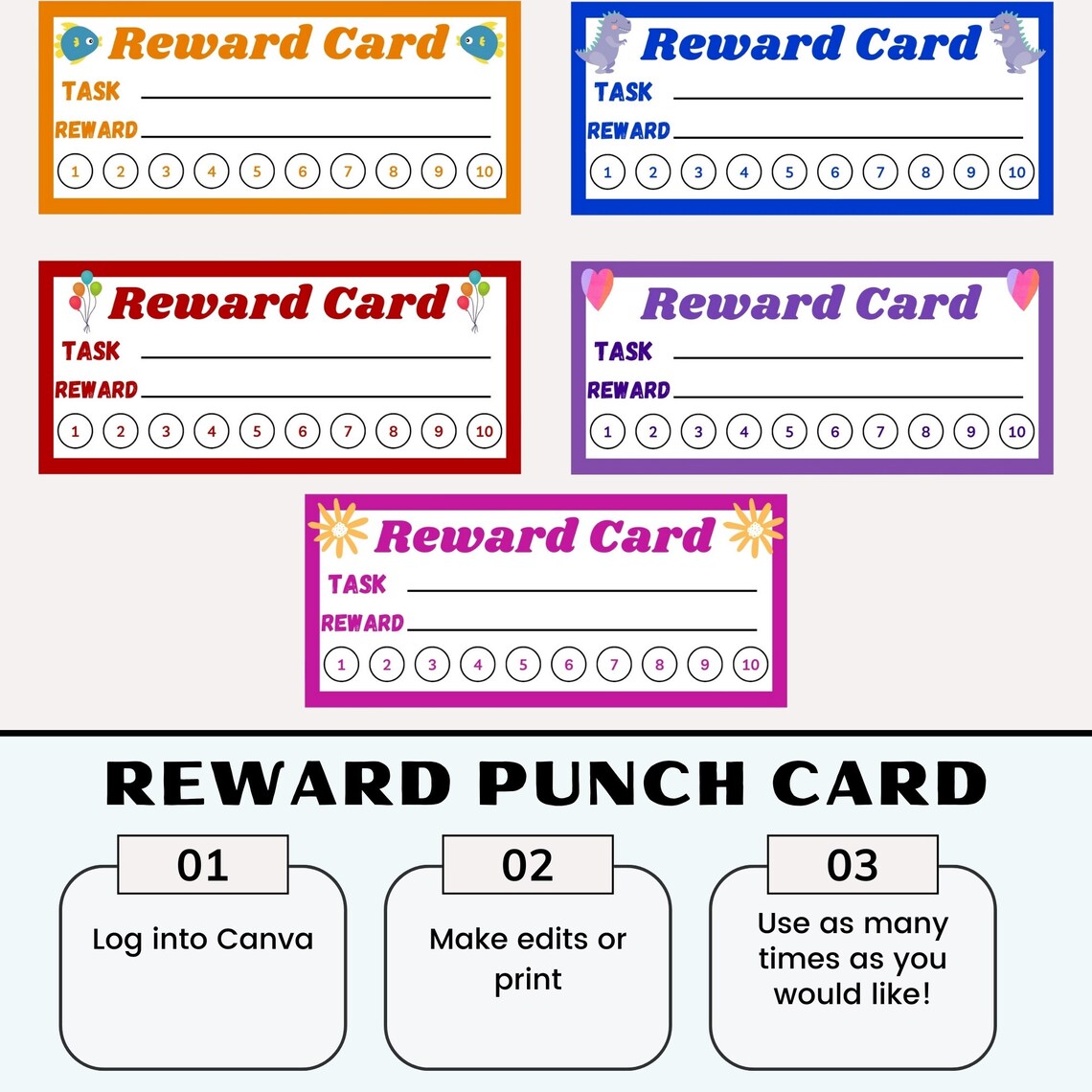 Editable Reward Punch Cards, Childs Incentive Tracker Template ...