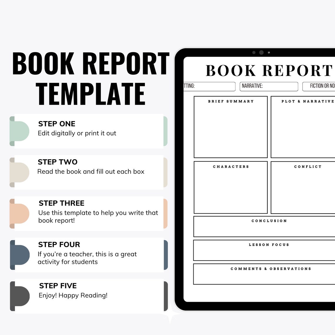 Printable Book Report Template, Book Report for Kids, Printable Book ...