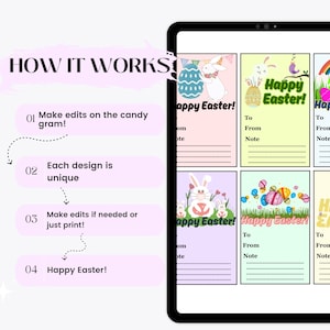 Easter Candy Gram Flyer Template, Editable Easter Bunny Candy Grams ...