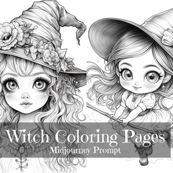 Chibi Witch Coloring Pages - Etsy