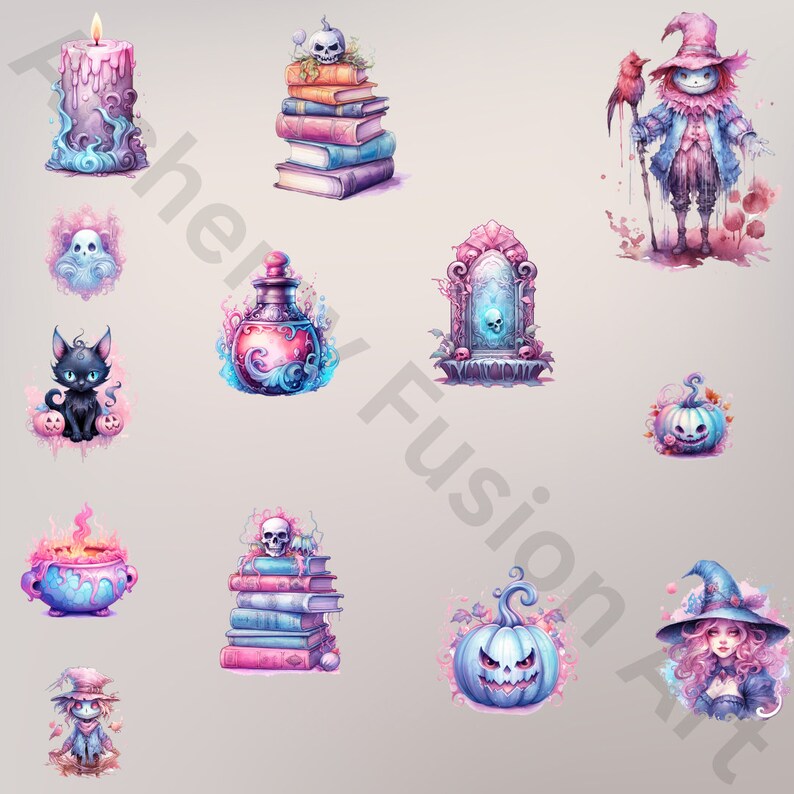 Cute Spooky & Scary Halloween Clipart, Fall Clipart PNG, Halloween ...