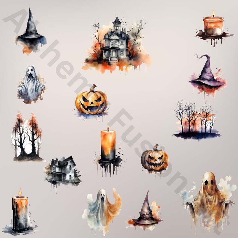 Cute Spooky & Scary Halloween Clipart, Fall Clipart PNG, Halloween ...