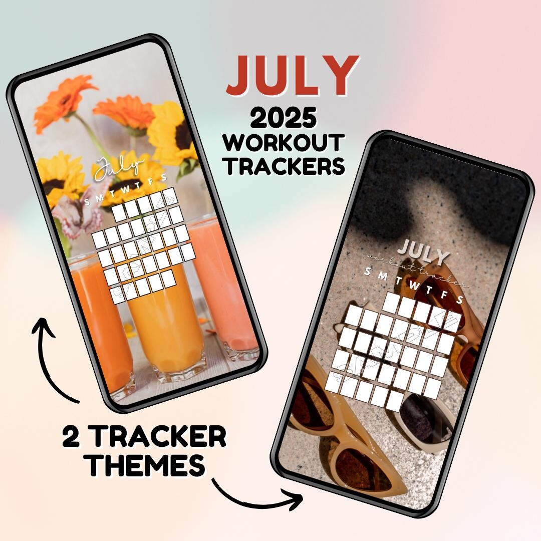 July Workout Tracker | 2025 Habit Tracker | Sweaty Selfie Tracker ...