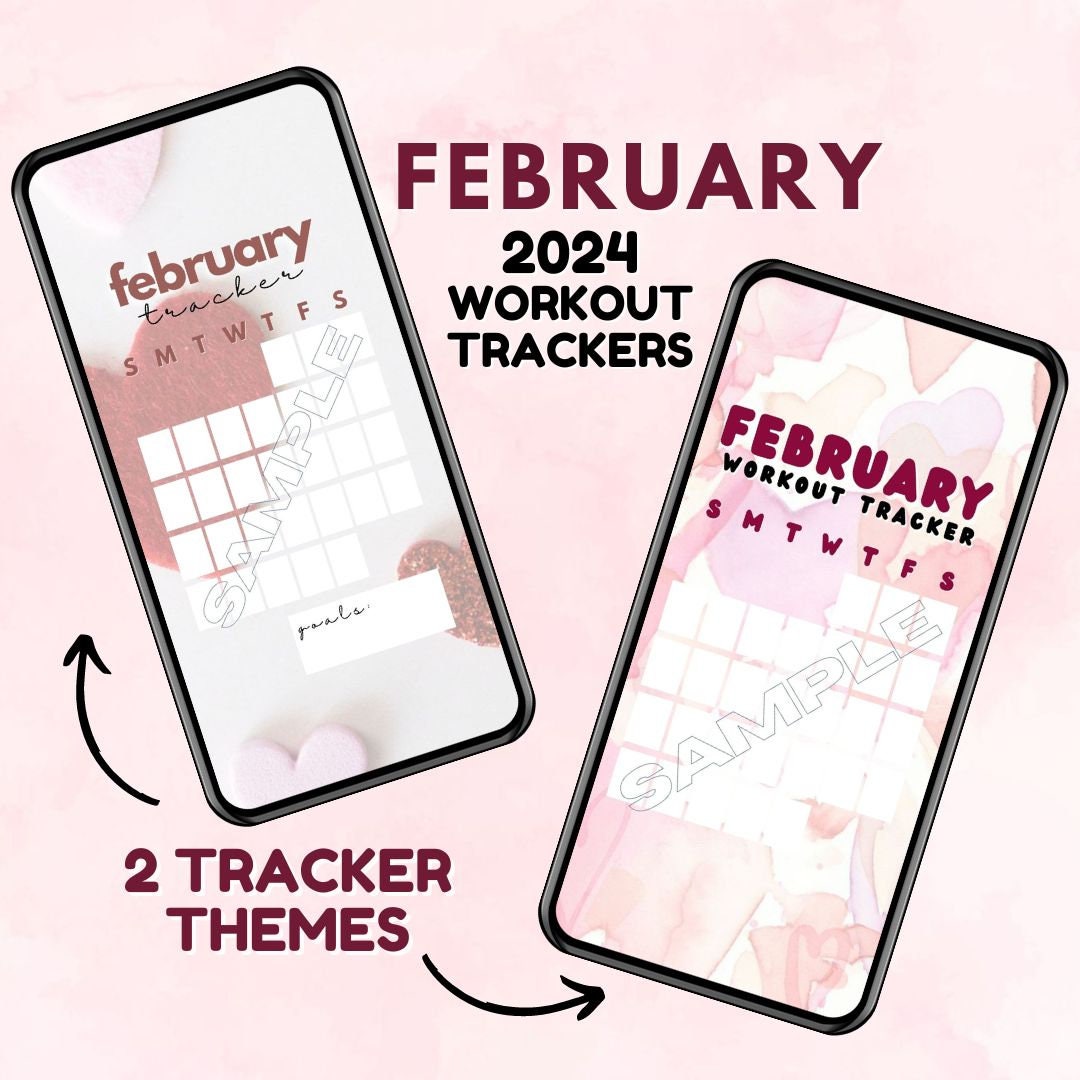 February Workout Tracker 2024 Habit Tracker Sweaty Selfie Tracker ...