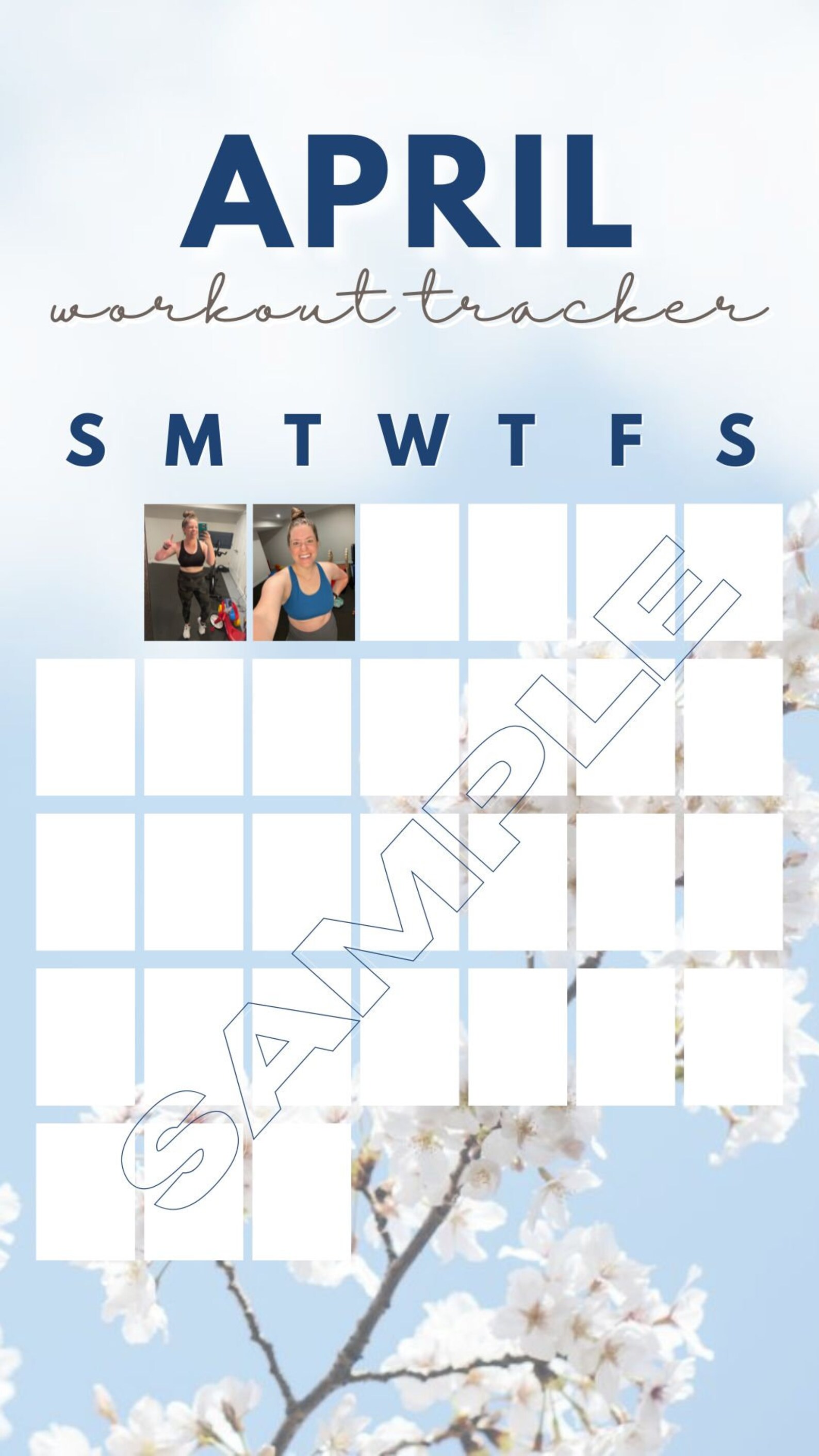 April Workout Tracker 2024 Habit Tracker Sweaty Selfie Tracker ...