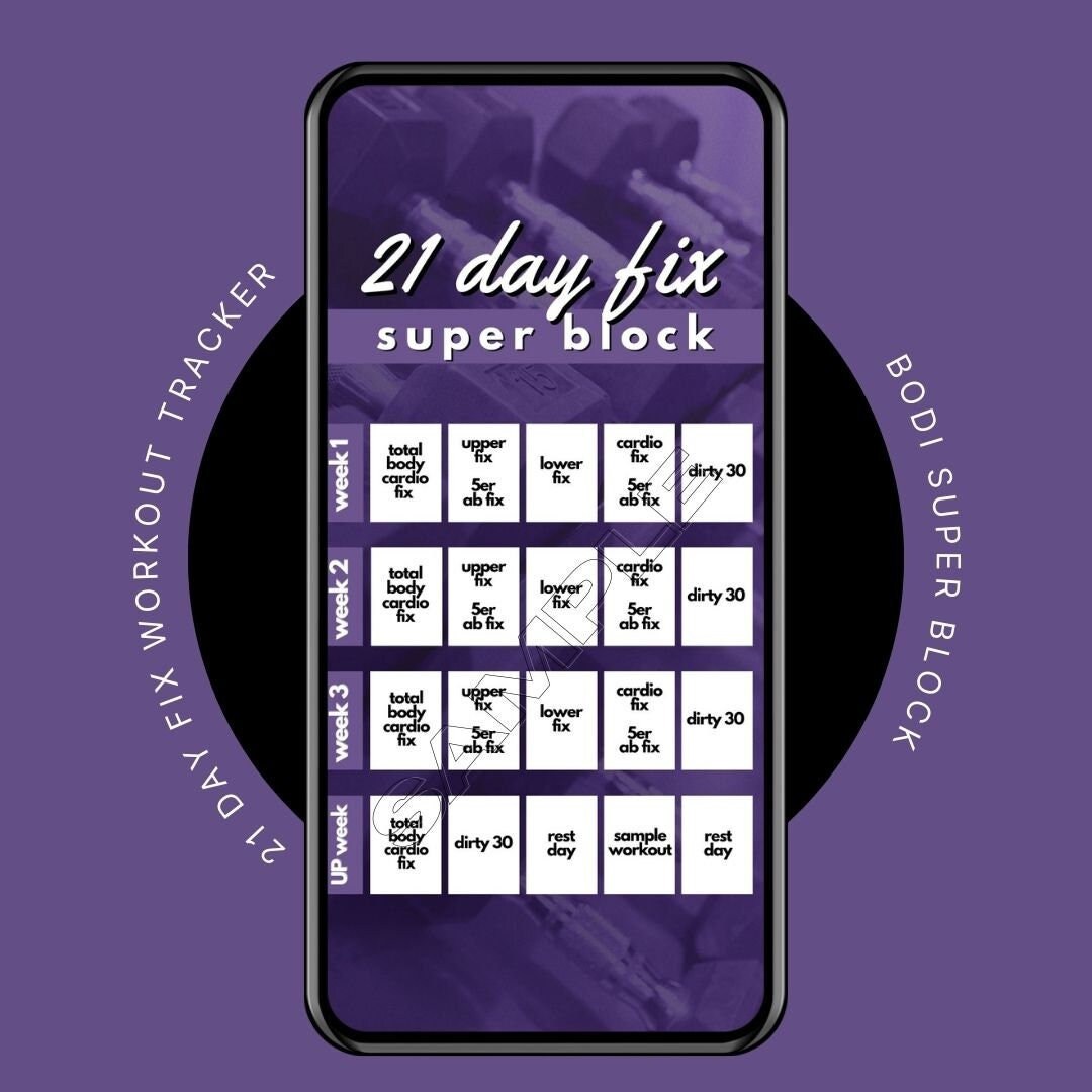 21 Day Fix Tracker 21 Day Fix Super Block Sweaty Selfie Tracker Bodi ...
