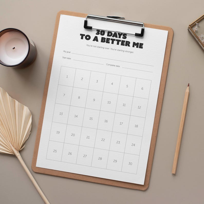 30-day Personal Growth Tracker Printable PDF | Goal Planner for Self ...