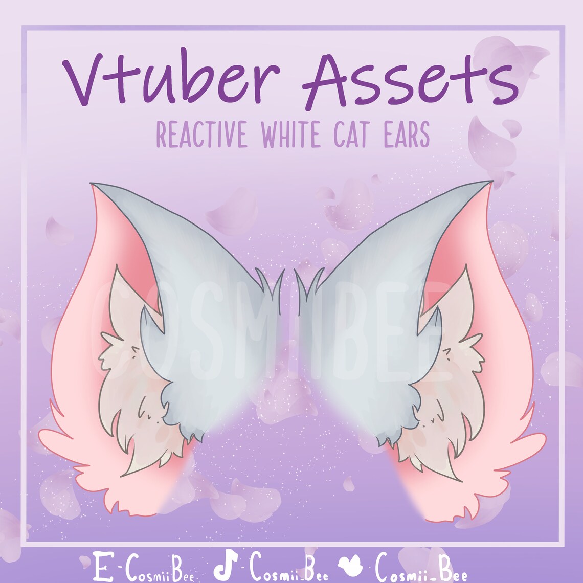 REACTIVE Cat Ears - White - Animated Vtuber Asset (vtube Studio) - Etsy