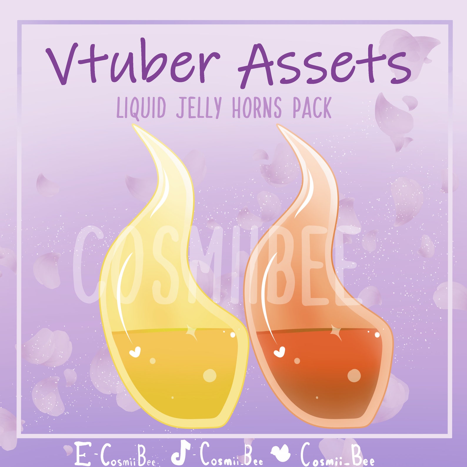 Orange/yellow Curly Horns-rigged Vtuber Asset Liquid Filled Vtube ...