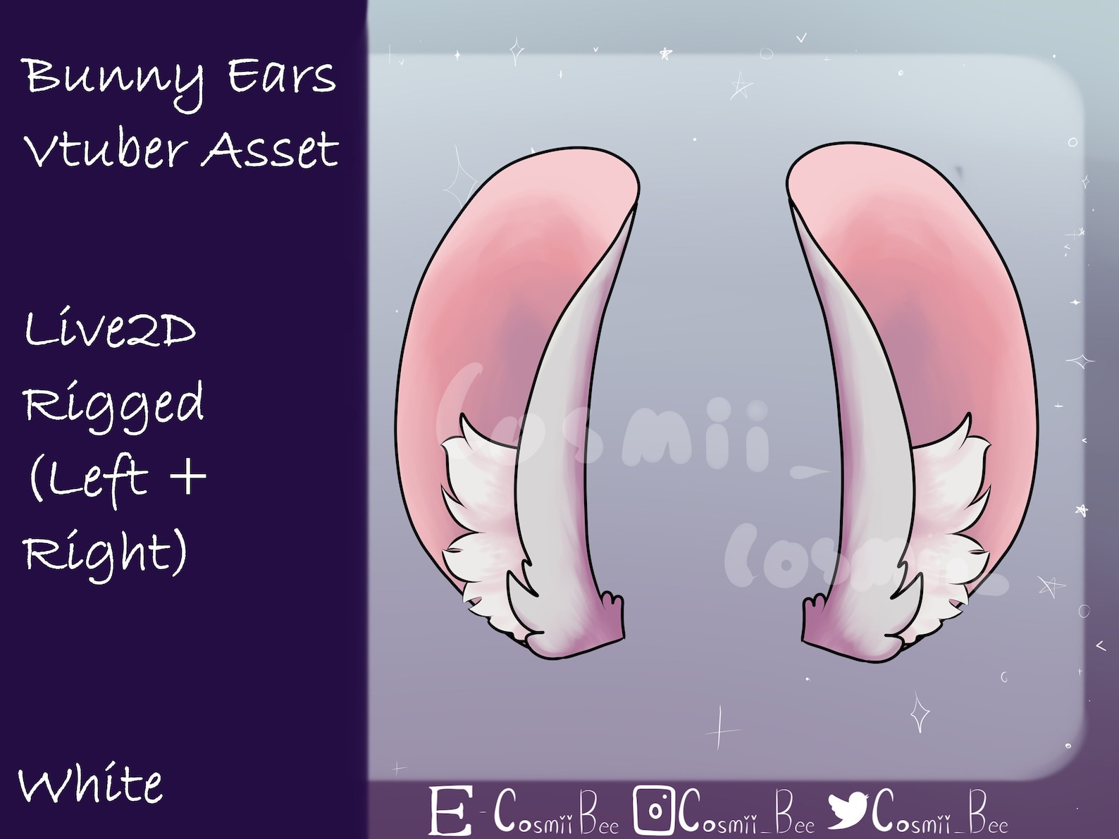 Bunny Ears White Animated Vtuber Asset vtube Studio - Etsy