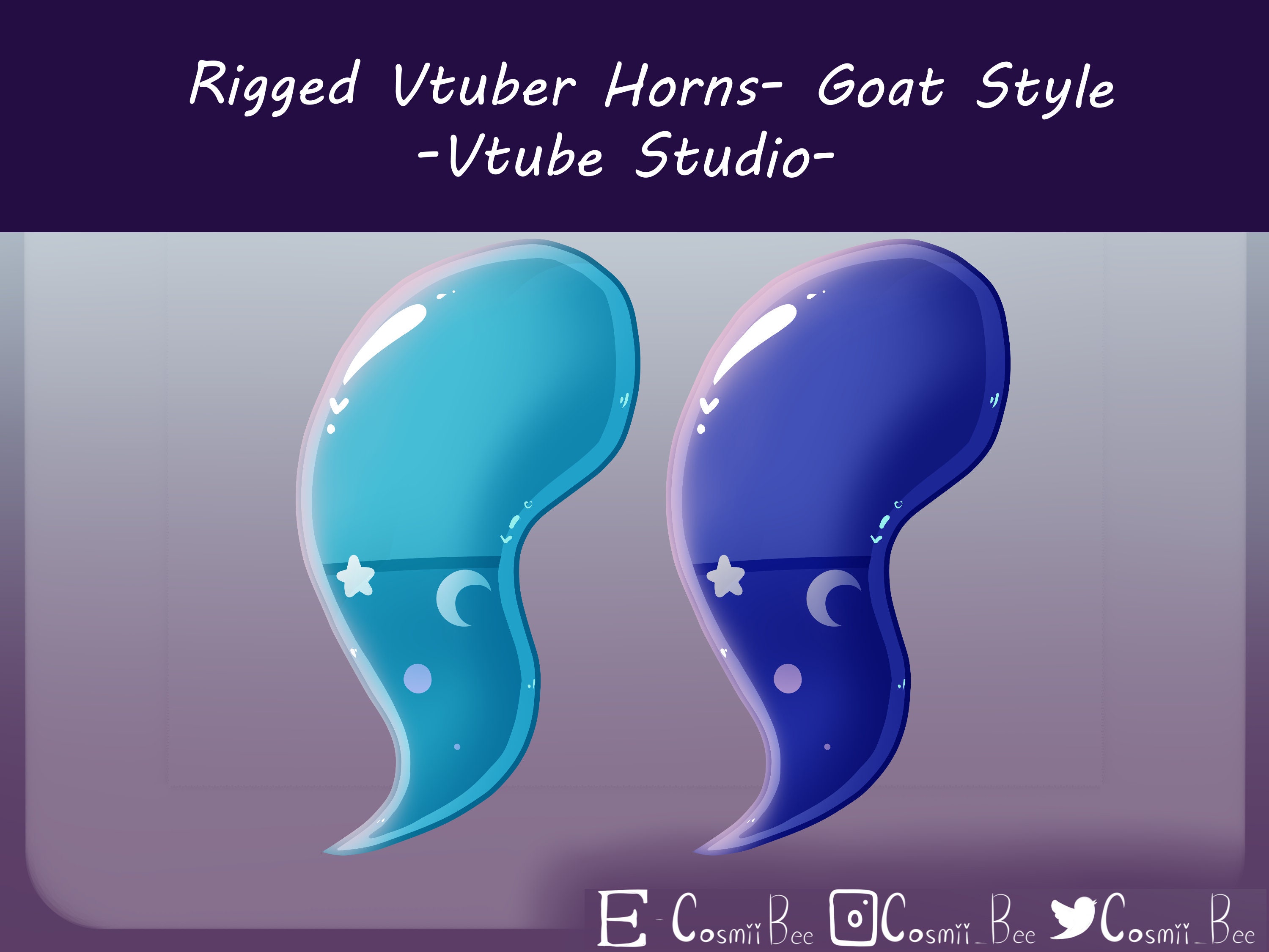 Blue Goat Jelly Horns rigged Vtuber Asset Liquid Filled - Etsy