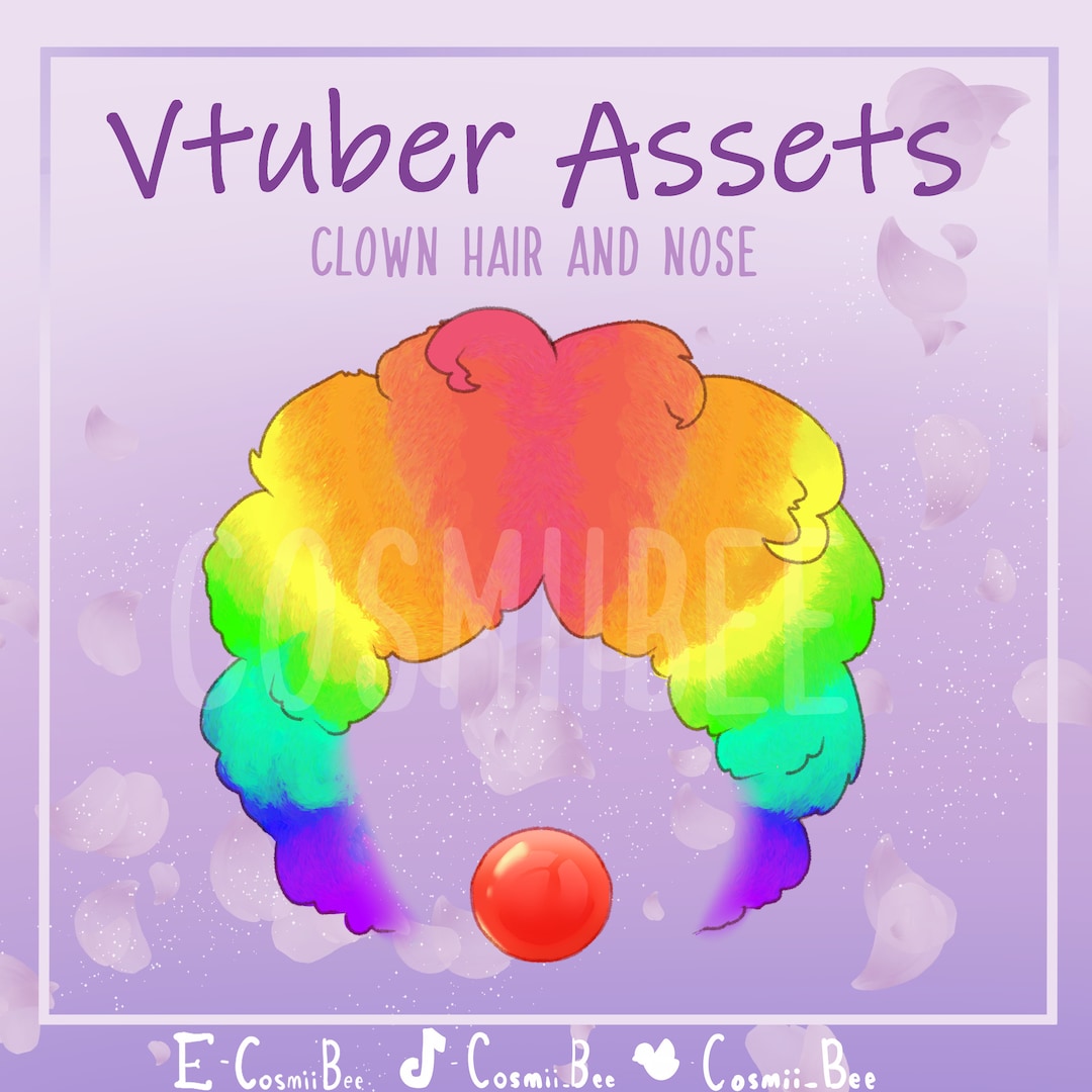 Clown Hair and Nose - Vtuber Avatar/asset - Vtube Studio - Asset for Streamers, Twitch, Youtube ...