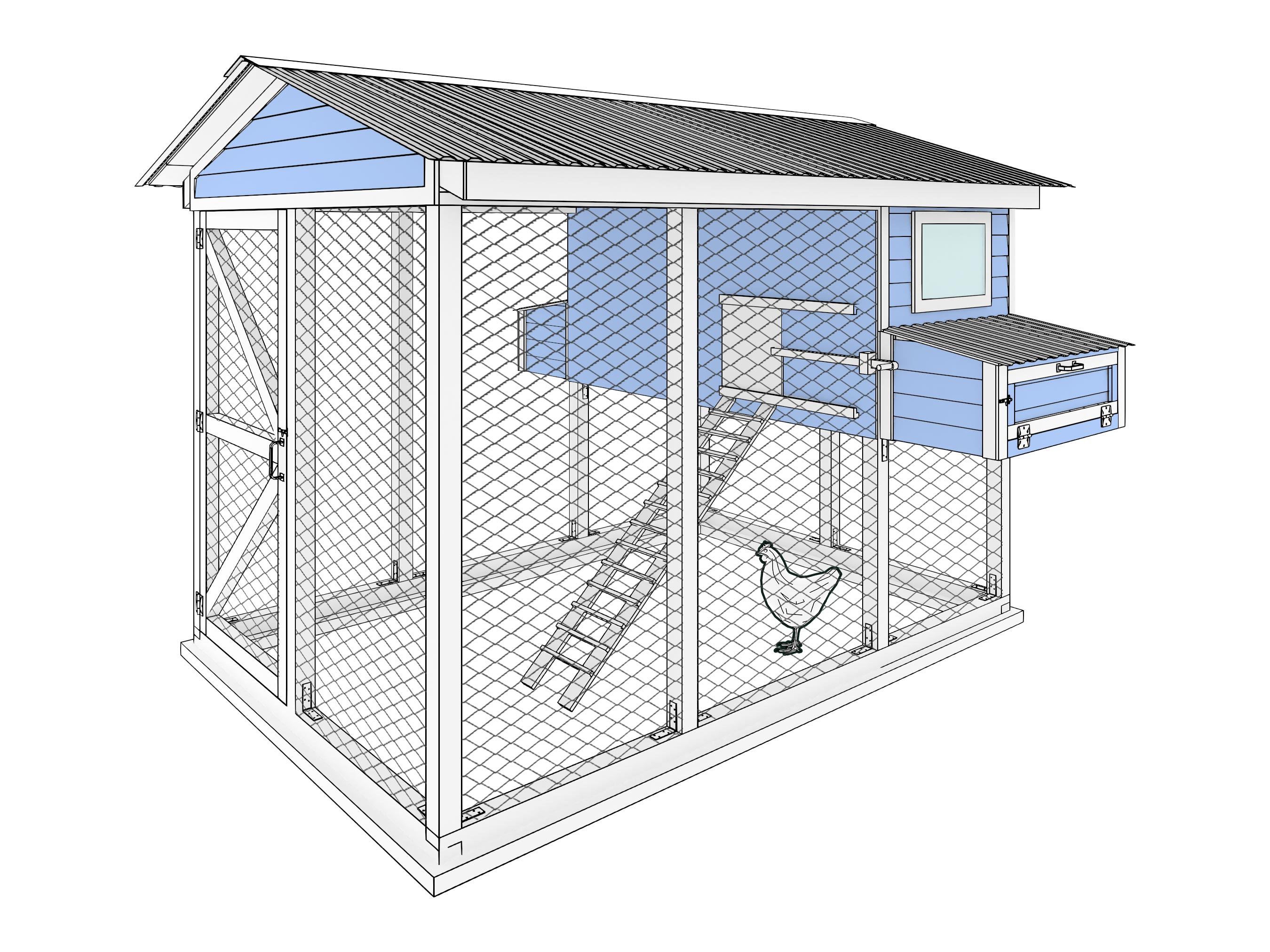 Spacious 12x8 DIY Walk-in Chicken Coop Plans for up to 12 Chickens - Etsy