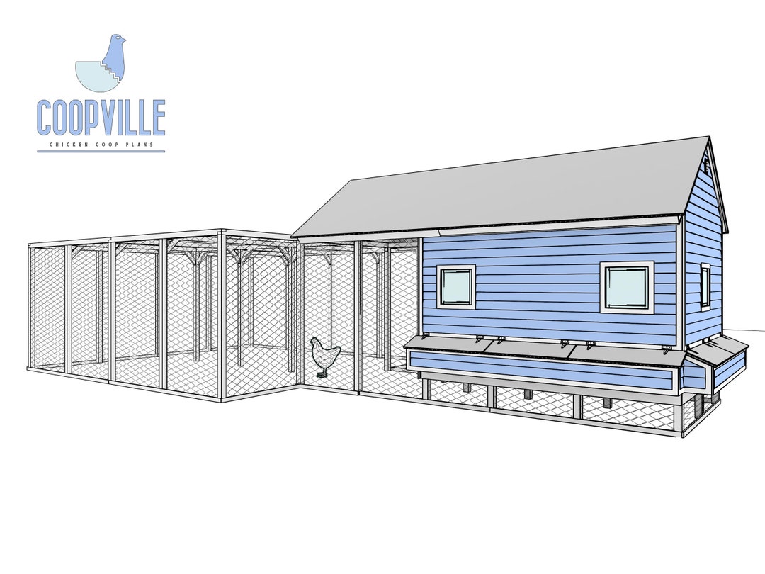 20x40 Walk-in Chicken Coop and Run Plans for 50 Chickens - Etsy