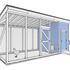 9x20 DIY Walk-in Chicken Run With Coop Plans for up to 12 Chickens - Etsy