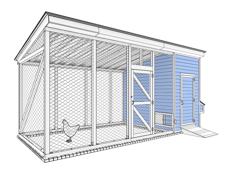 9x20 DIY Walk-in Chicken Run With Coop Plans for up to 12 Chickens - Etsy