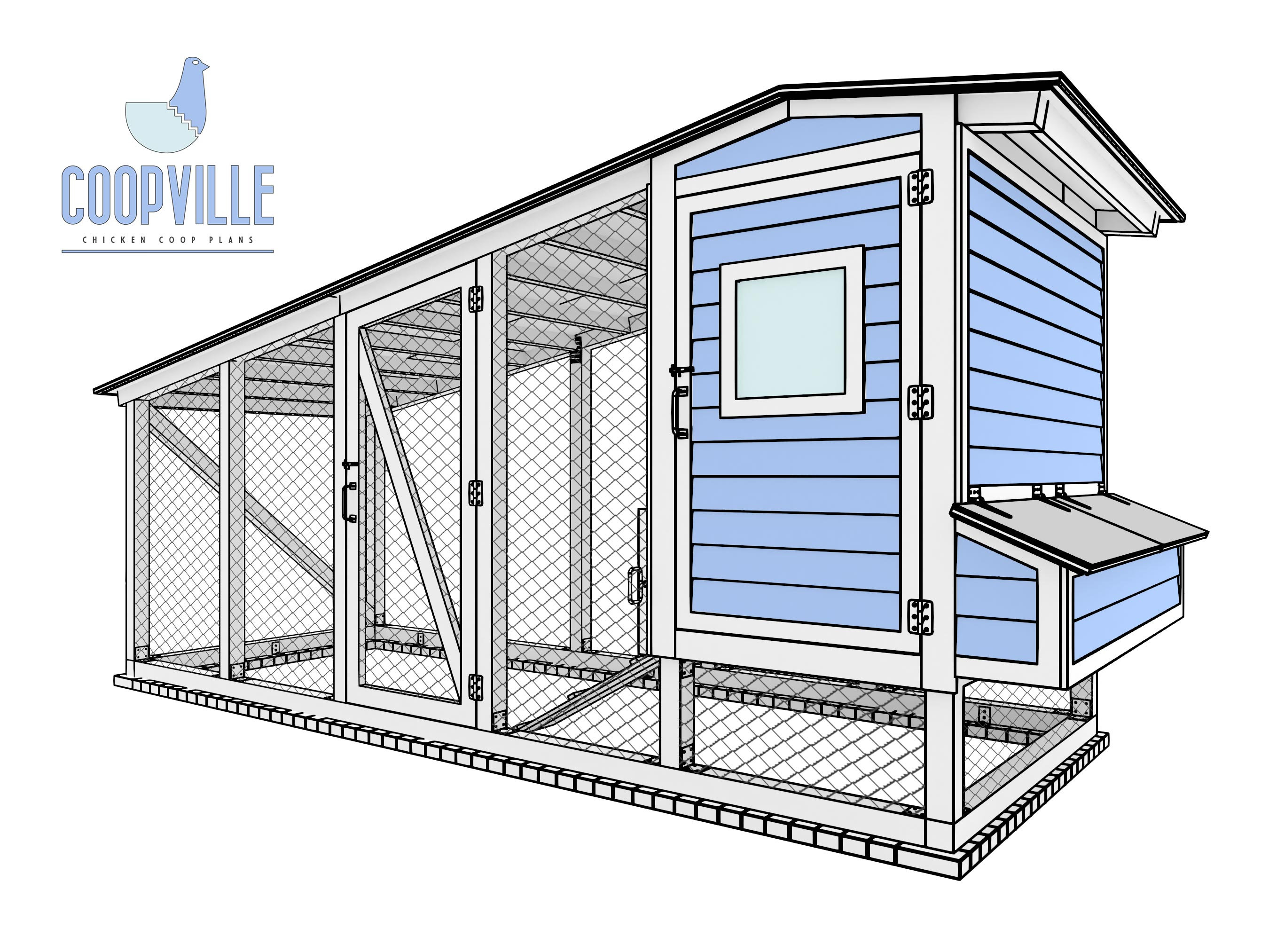 Modern 6x17 Walk-in Chicken Coop and Run Plans for 12 Chickens - Etsy
