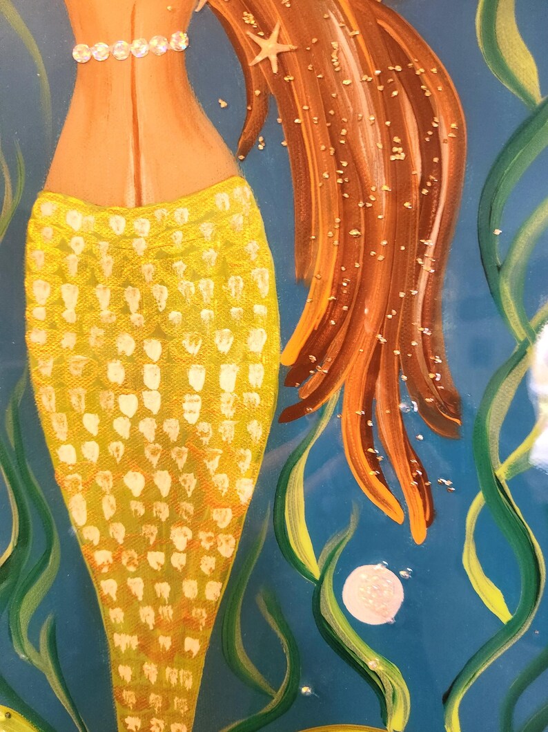 Mermaid Art, Painted Mermaid, Coastal Art, Ocean Art, Collector's Art ...
