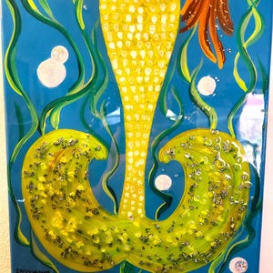 Mermaid Art, Painted Mermaid, Coastal Art, Ocean Art, Collector's Art ...