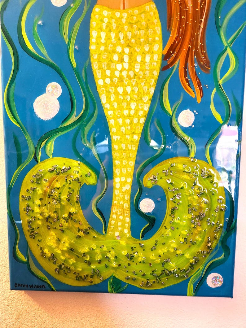 Mermaid Art, Painted Mermaid, Coastal Art, Ocean Art, Collector's Art ...