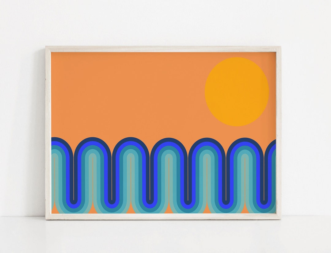 1970s 70s Aesthetic Decor Rainbow Art Retro Rainbow Waves 70s Wall Art ...