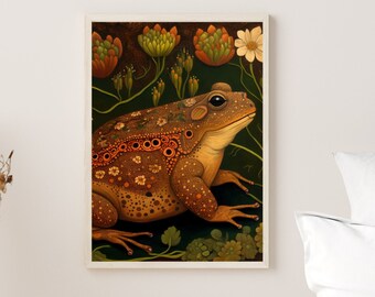 A Toads Tune Print, Cottagecore, Toad Art, Frog Painting, Pastel ...
