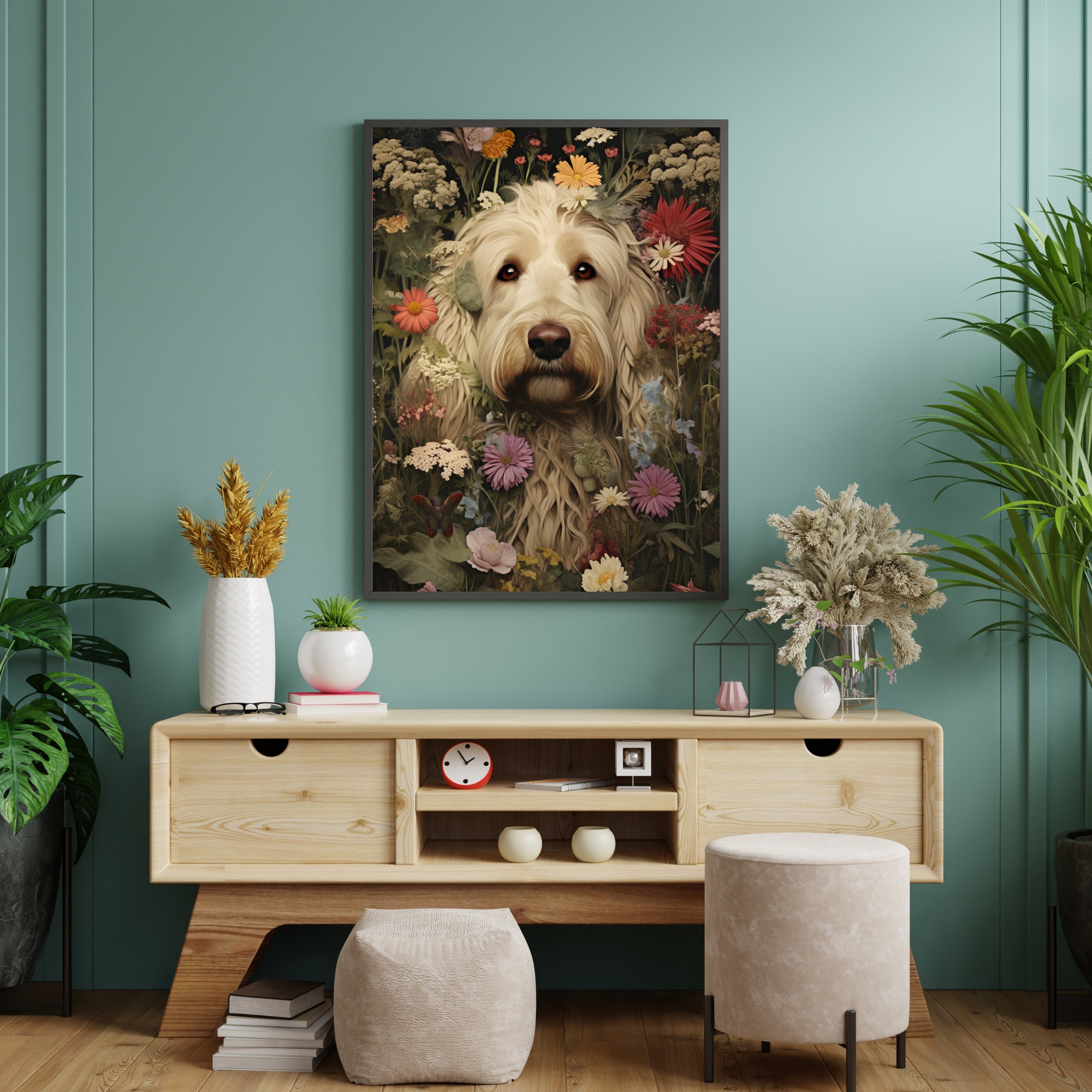 Botanical Labradoodle Art Print Floral Labradoodle Art Print - Etsy