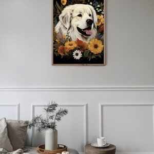 Botanical Great Pyrenees Art Print Floral Great Pyrenees Art Print - Etsy