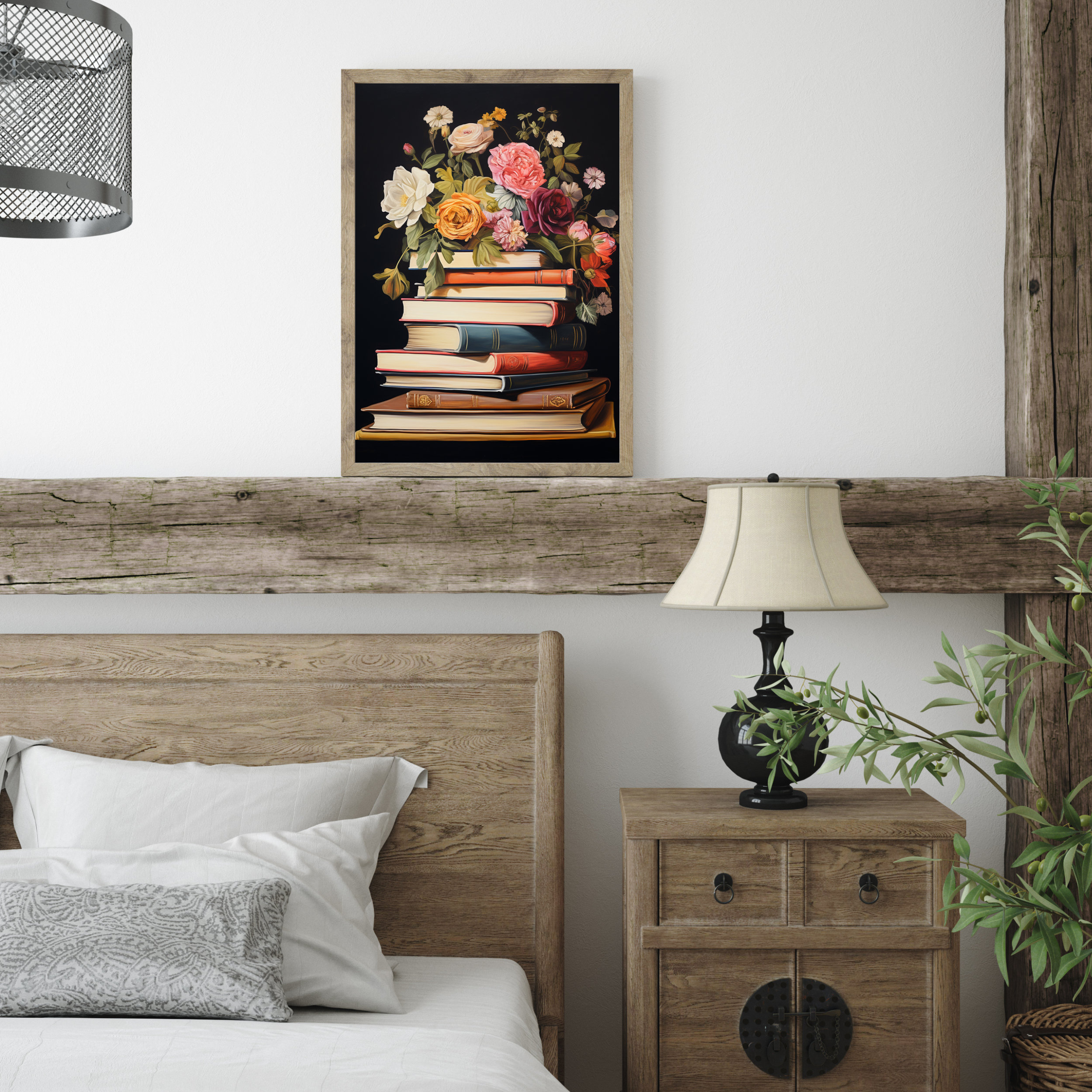 Botanical Vintage Book Stack Art Print - Reading Art Print - Etsy