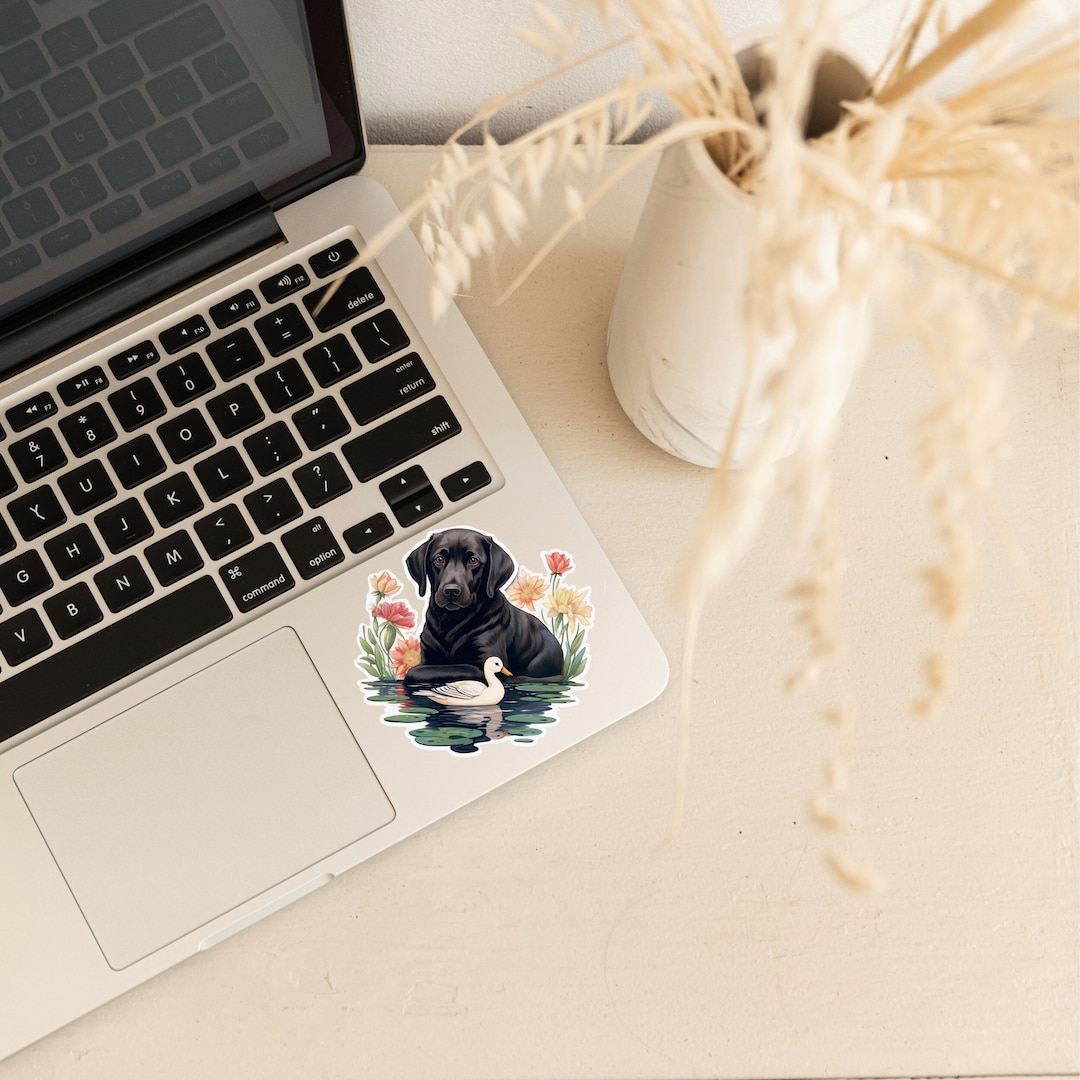 Black Lab and Duck in Pond STICKER - Etsy