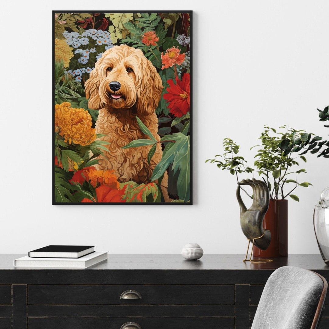 Botanical Goldendoodle Art Print - Floral Goldendoodle Art Print - Etsy