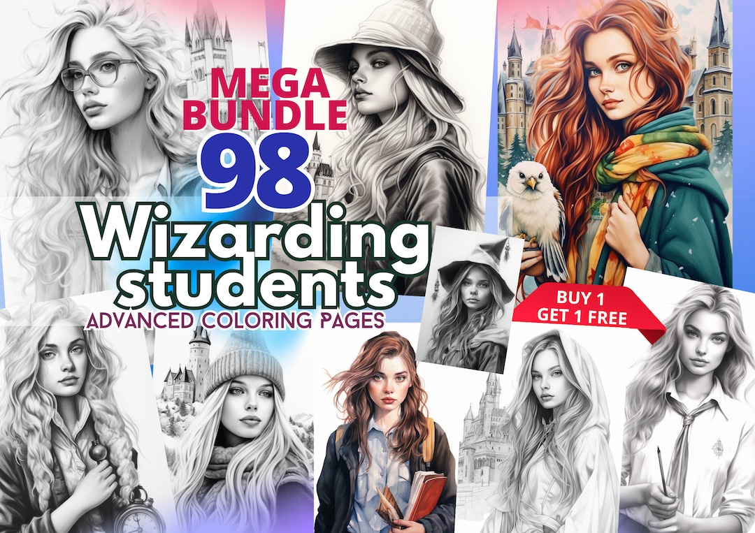 Wizarding Students MEGA BUNDLE Hogwarts Witches and Magical Wands 98 ...
