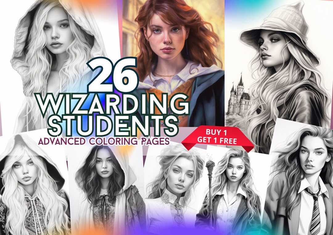 Wizarding Students Hogwarts Witches 26 Coloring Pages for Adults ...
