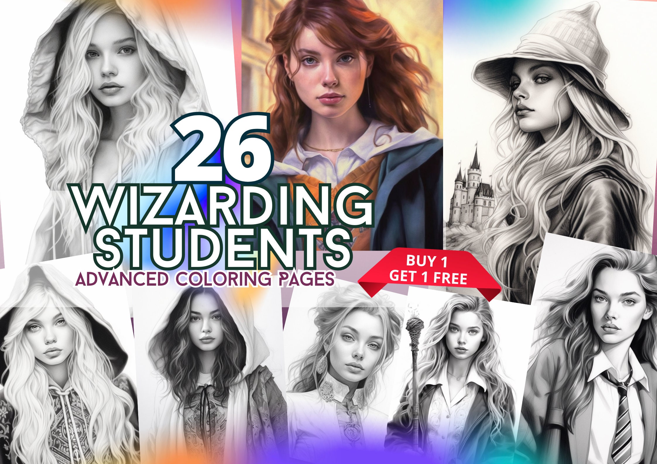 Wizarding Students Hogwarts Witches 26 Coloring Pages for - Etsy